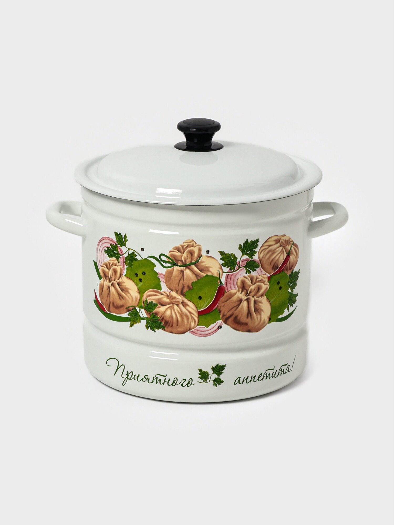 Кастрюля кухонная эмалированная паровая «Манты», 10 л, цвет белый