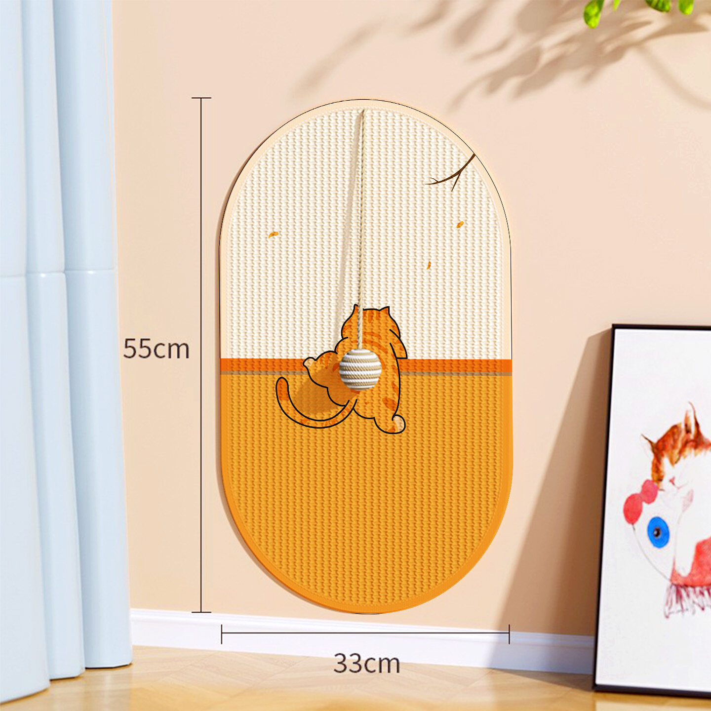 Картонная сизалевая доска для когтей кошек, вертикальная настенная, износостойкая, не оставляющая шерсти, защита для мебели, антицарапающий коврик