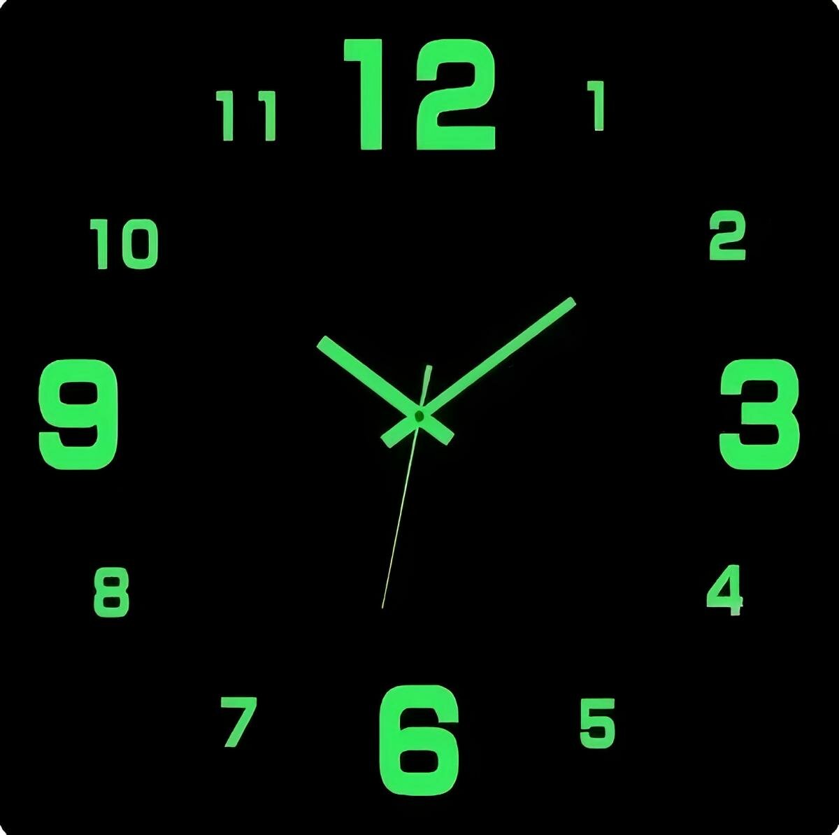 Светящиеся самоклеящиеся настенные часы для декора интерьера с бесшумным кварцевым механизмом, диаметр 40-50 см