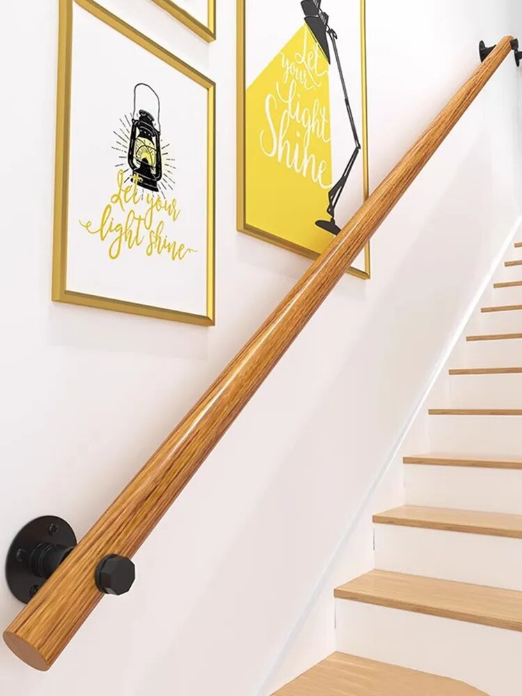 Поручень для лестницы, Антискользящее покрытие Настенные деревянные перила, для коридоров, мансард, коттеджей, круглый