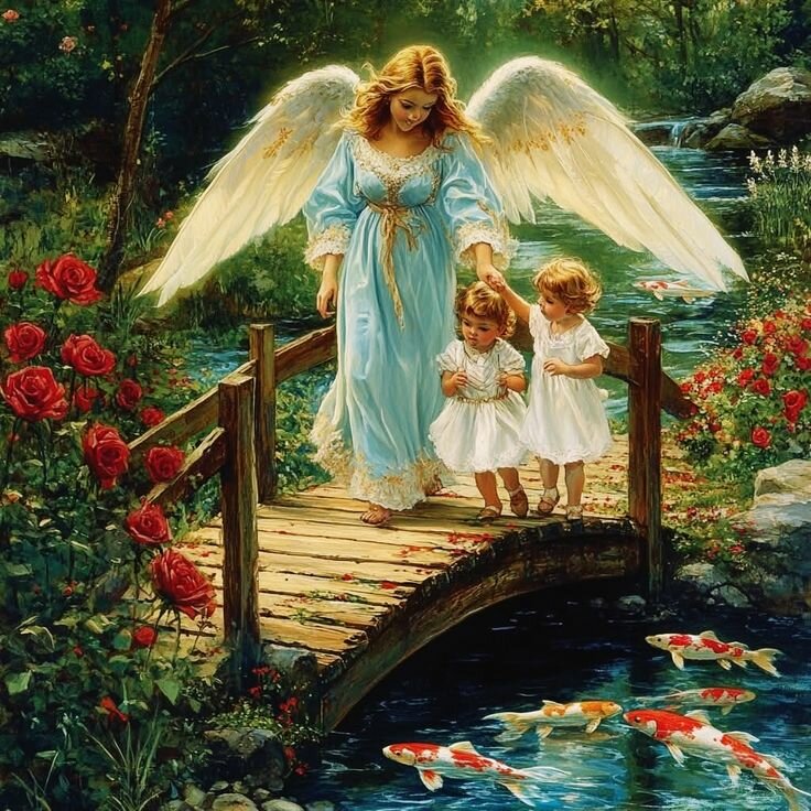 Алмазная живопись"Ангел-хранитель", 5D, круглая, 40x50 см. Производитель: Brose Art.