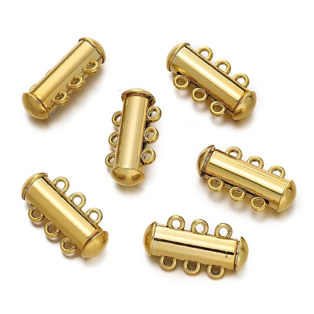 Замок/ застежка слайдер для украшений 5 шт, Для многорядных браслетов. размер 10.5x20 мм, цвет золото.