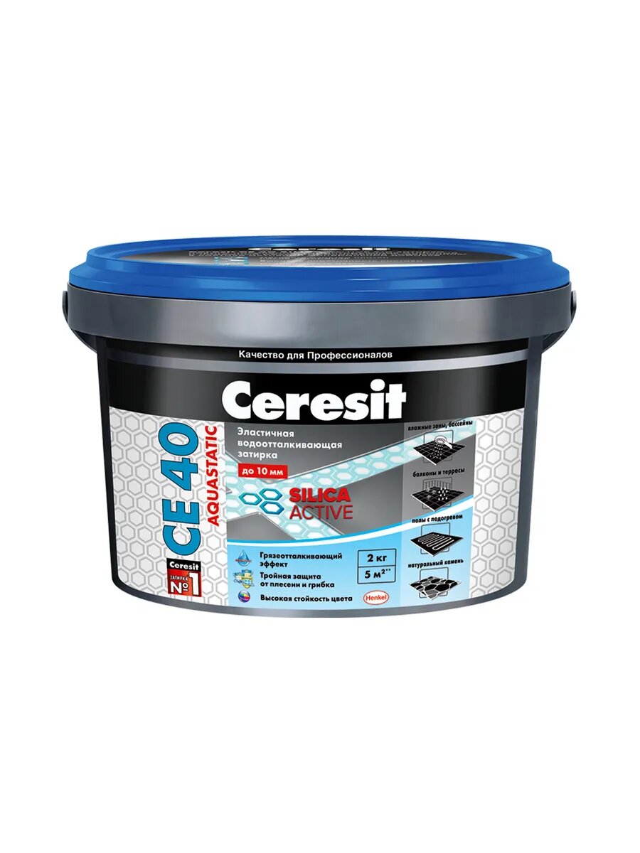 CE 40 AQUASTATIC затирка швов до10мм антигрибк, манхеттен2кг