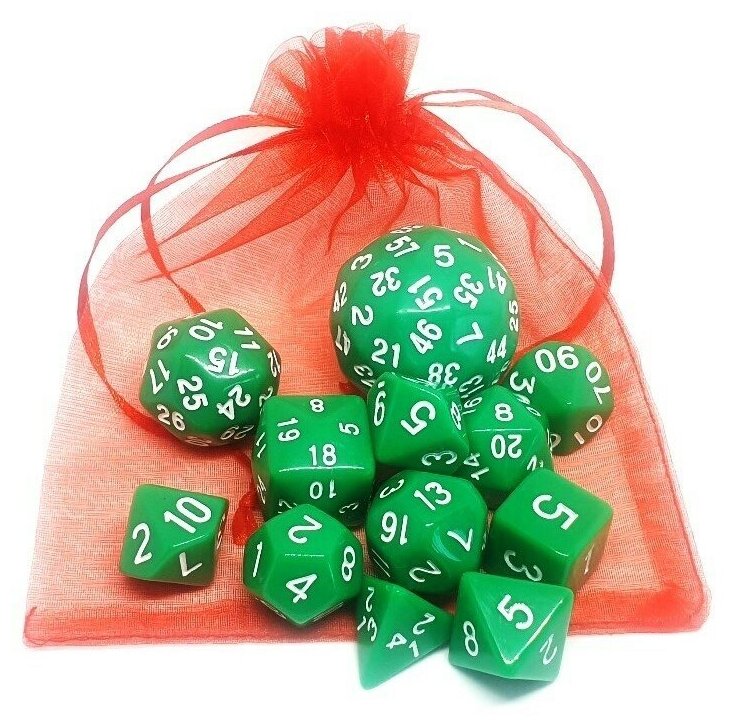 Набор 12 кубиков, зеленый, DIC-217/240, для настольных и т-игр, подземелья и драконы следопыт D&D Элементаль PathFinder