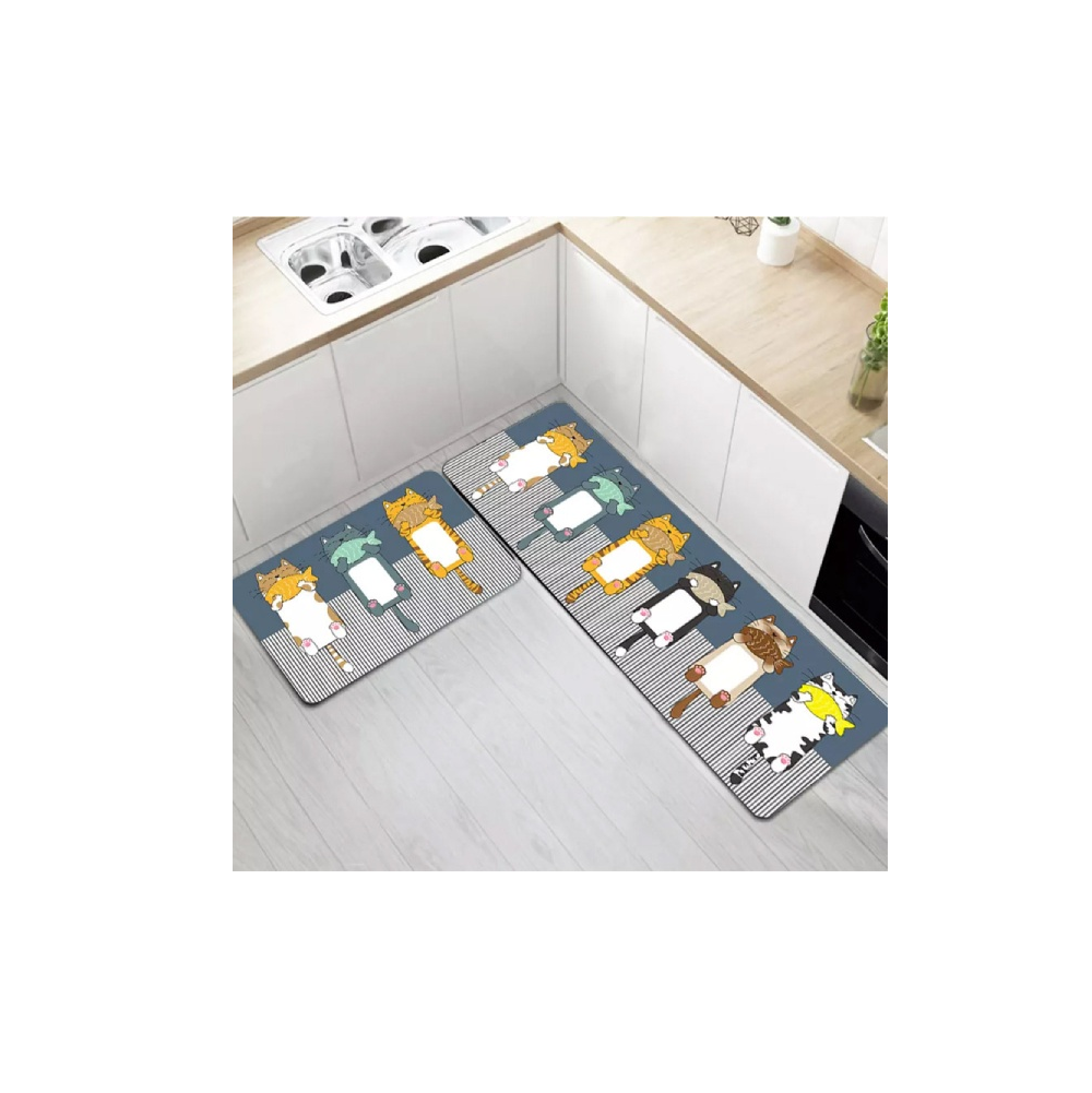 Комплект ковриков LettBrin в прихожую, на кухню, в спальню 2 шт. (Котики с рыбой)