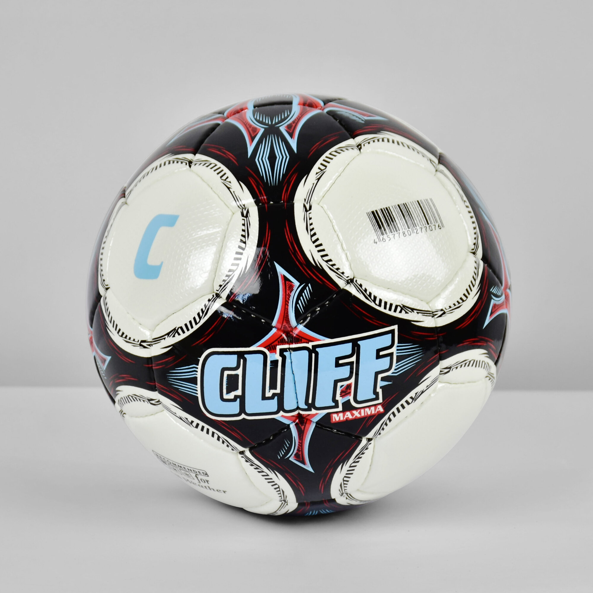 Мяч футбольный CLIFF 7076 Maxima, 4 размер, без отскока, PU Cristal, бело-сине-черный