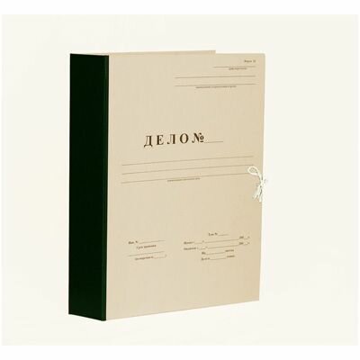 Папка архивная Дело Форма 21, 5 см, 2 завязки, бежевая с черным корешком