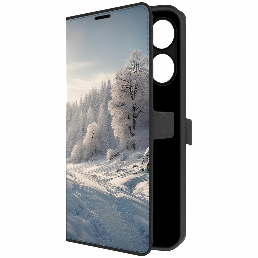 Чехол-книжка Krutoff Eco Book для Xiaomi Redmi 13 Снег (черный)