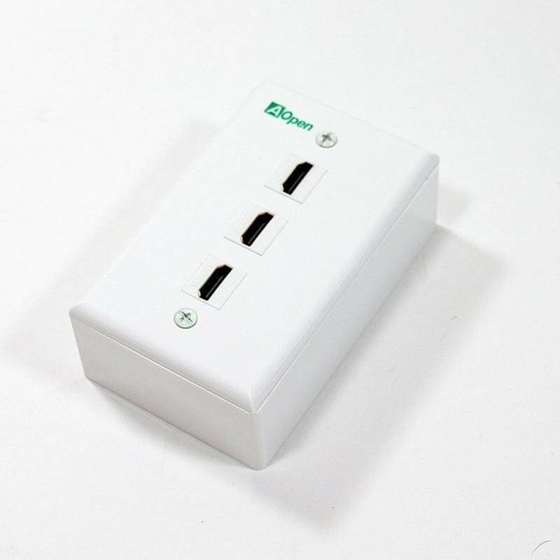 Розетка HDMI "AOpen" ACA383, 3-портовая, внутренний монтаж, цвет белый