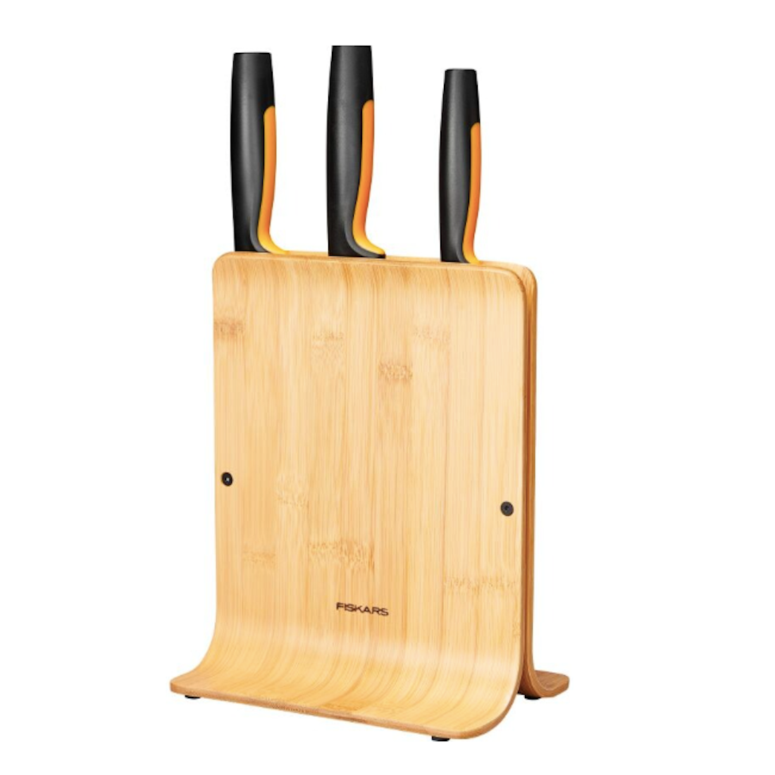 Набор ножей с подставкой 3 штуки FISKARS FF бамбуковый блок (1057553)
