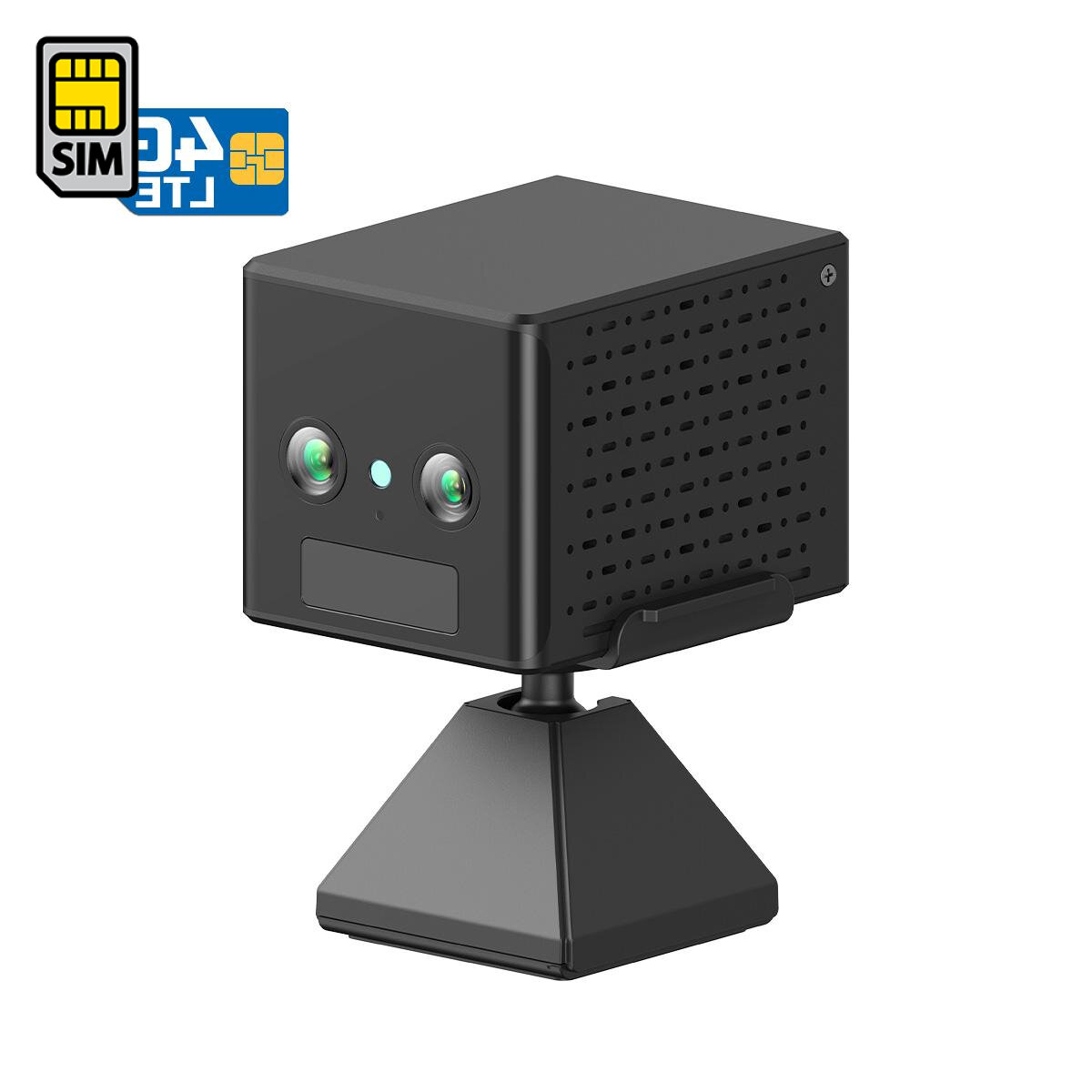 Автономная 2mp маленькая беспроводная 4G IP видеокамера наблюдения ДжиЭмСи-AC60 (4G-Dual) с двумя объективами и ИК датчиком движения. Не скрытая видео