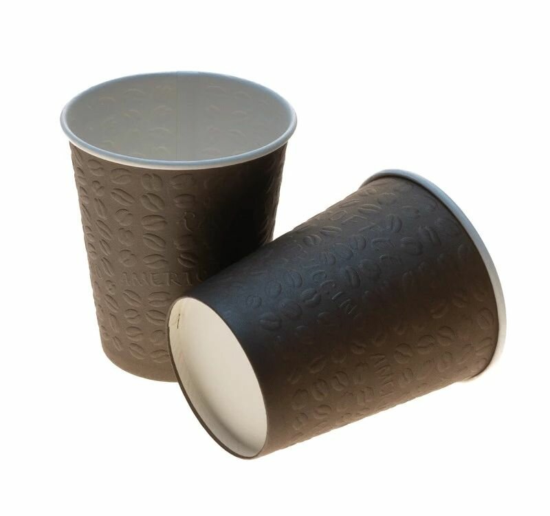 Набор стаканов картонных 250мл d-80мм с конгревом коричневый 1-слойный уп/50шт для горячего
