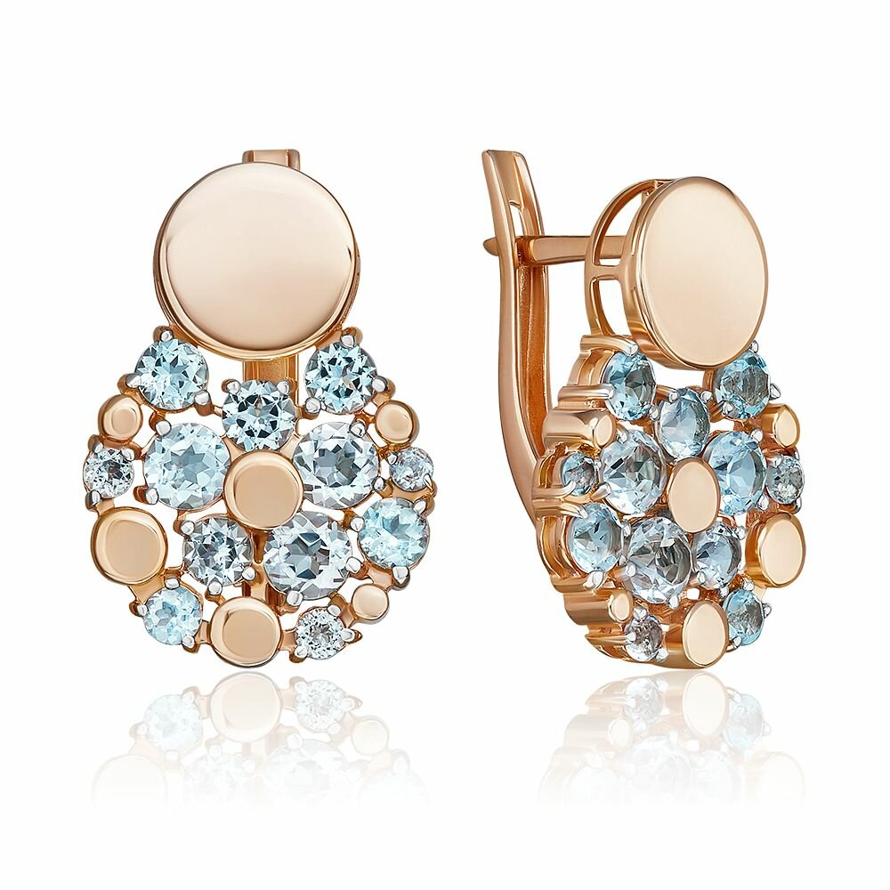 Серьги, красное золото, 585 проба, топаз