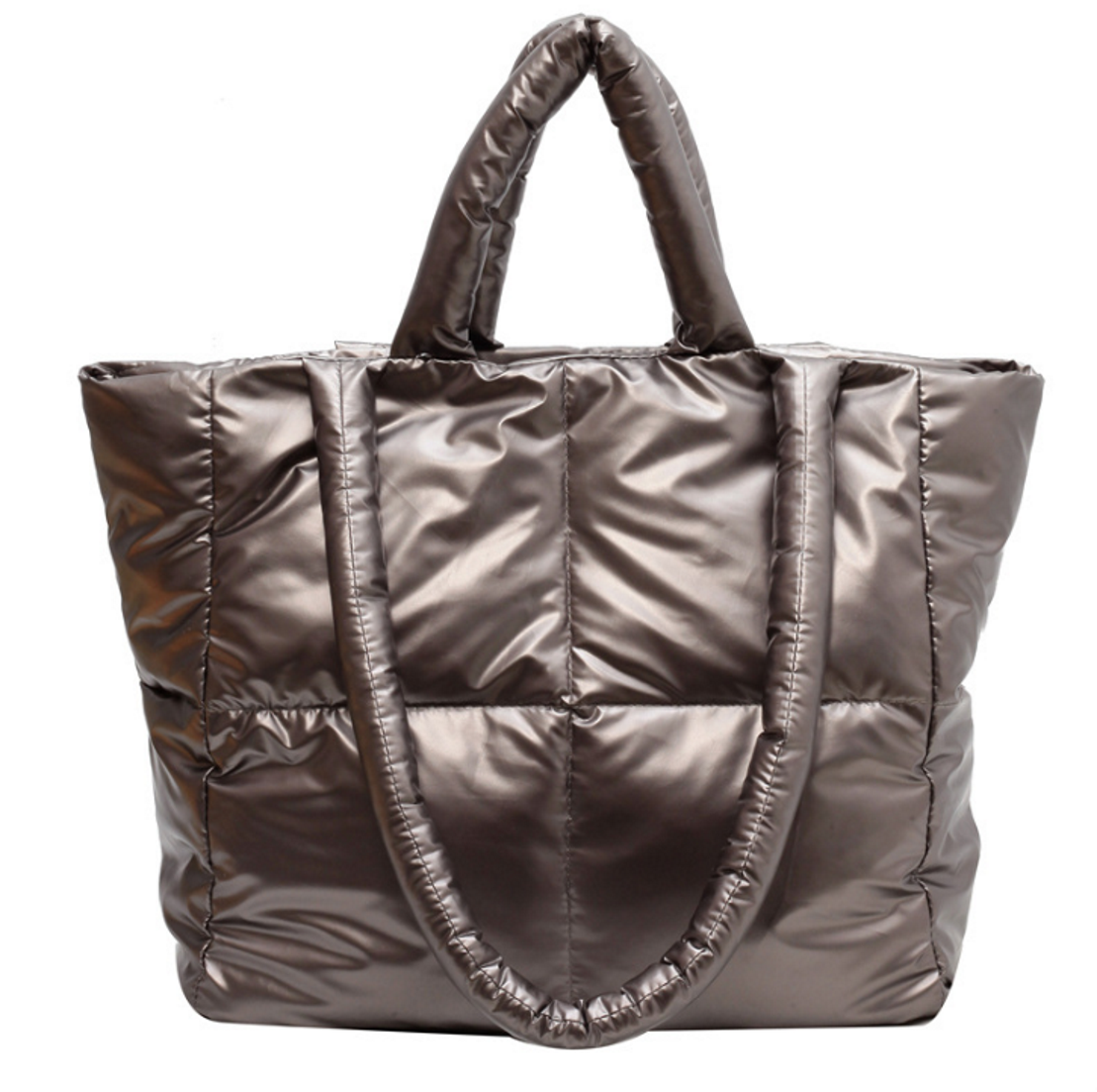 Сумка тоут  Сумка-дутыш зимняя болоньевая женская| для девочек с длинными ручками, цвет золотистый крем