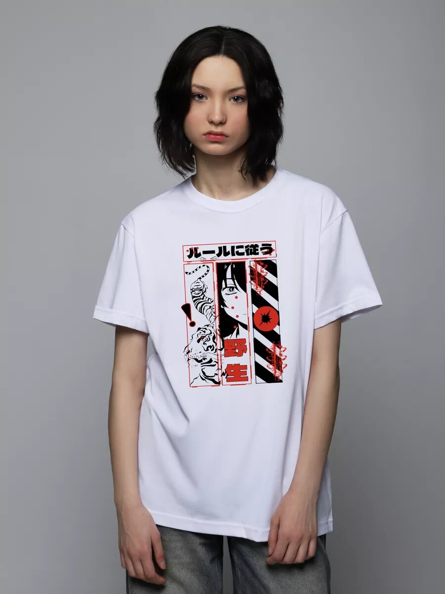 Футболка с принтом японский тигр