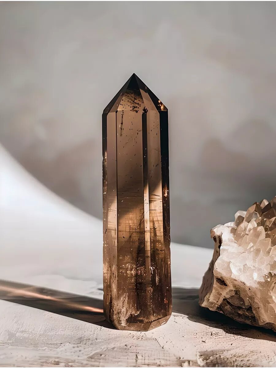 Натуральный камень MAGIC.ROOM Раухтопаз / Дымчатый Кварц / Морион, высота 7 см, подарочный комплект