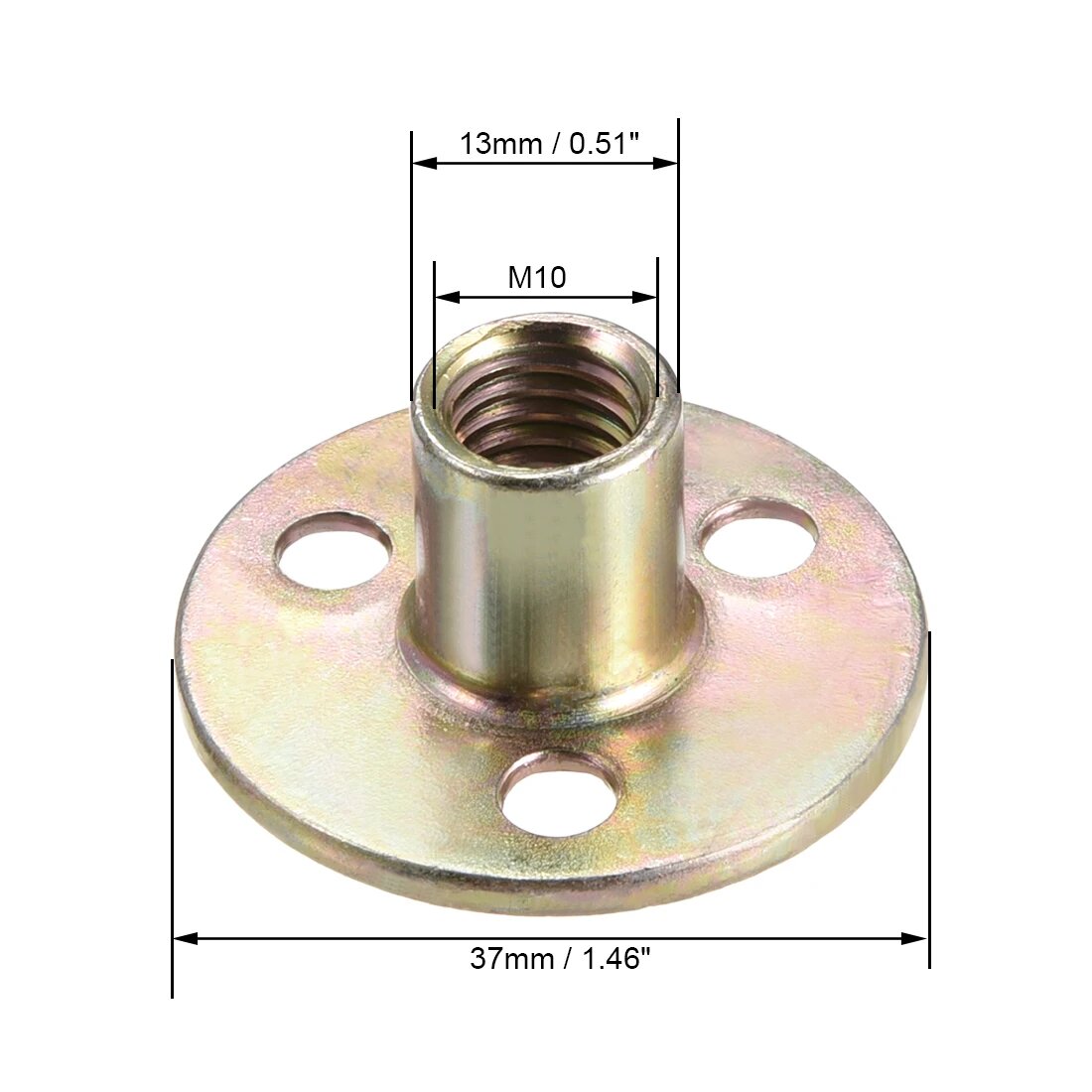 Тройник с отверстием для штифта, бронзовый M10x37x2.5mm