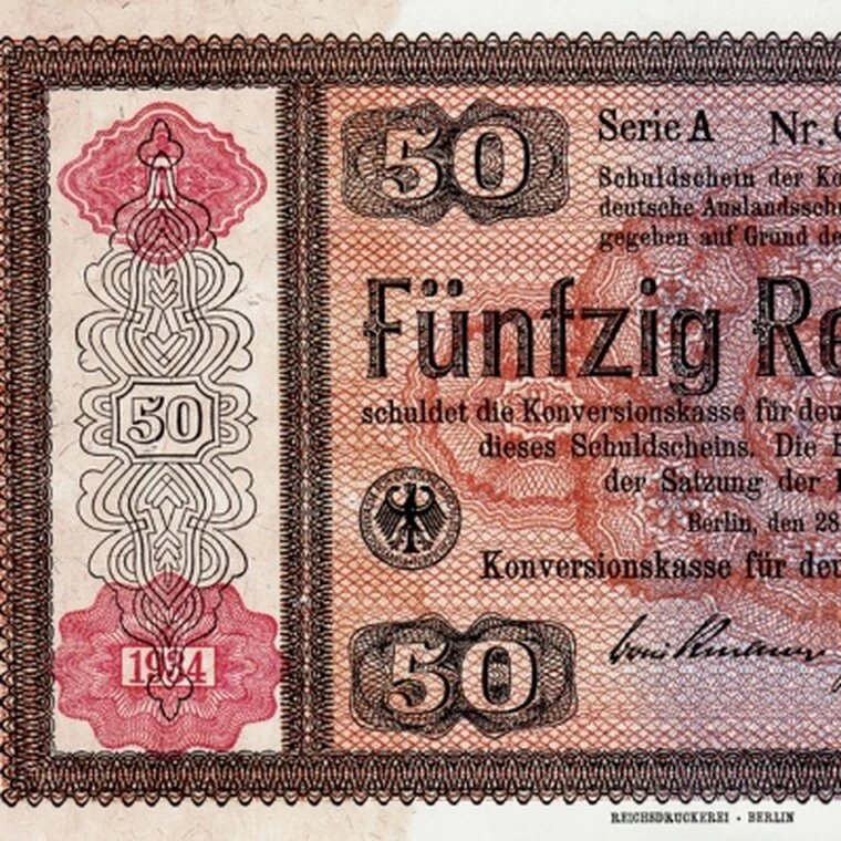 50 рейхсмарок 1934 конверсионный билет Германии, сувенирная копия, банкноты и купюры редкие коллекционные