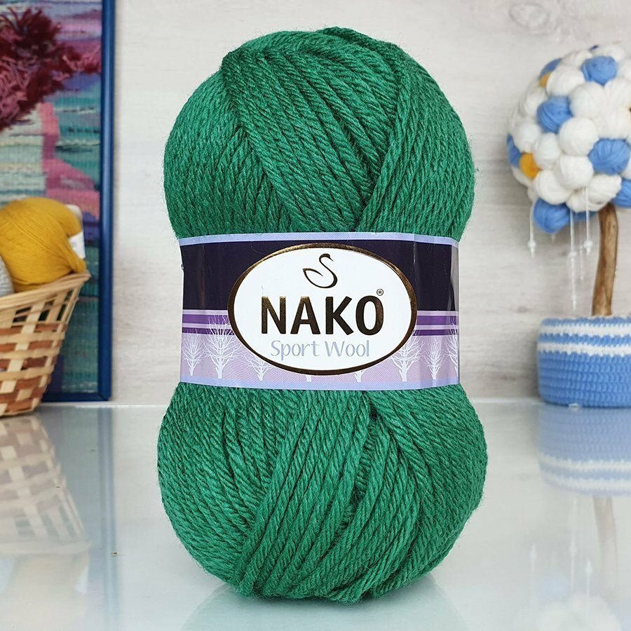 Пряжа Nako SPORT WOOL 13871 трава (5 мотков)