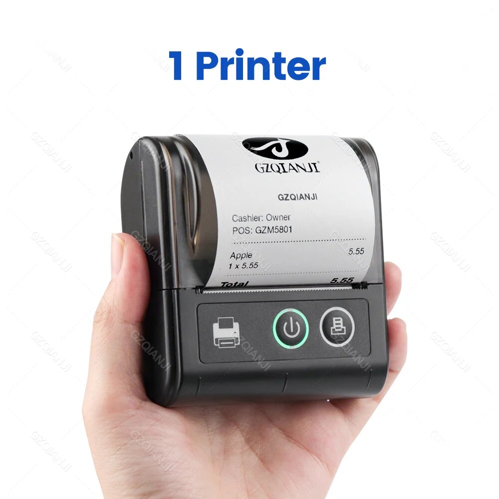Термопринтер портативный 58 мм, Black, EU Plug