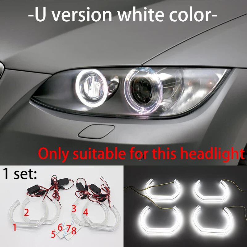 Для BMW 3 серии E90 E91 E92 E93 M3 2005-12 отличный стиль DTM ультра яркие светодиодные глаза ангела DRL Кольца Аксессуары для модернизации 2. U version white