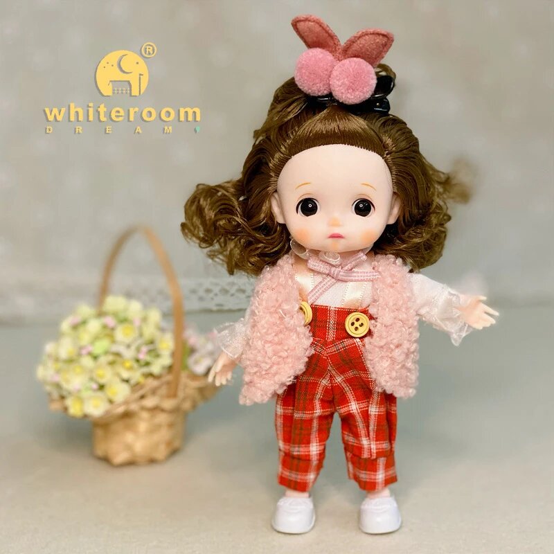 Шарнирная кукла Whiteroom 16 см винил голубые глаза Бежевый, Baby0012, doll with clothes