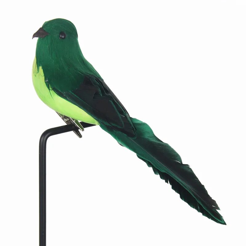 Искусственные перьевые птицы для декора Green Bird 20cm