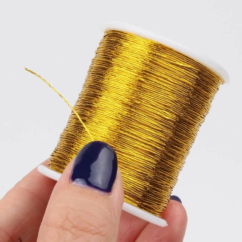 Золотая/серебряная вышивальная нить 30 ярдов Gold