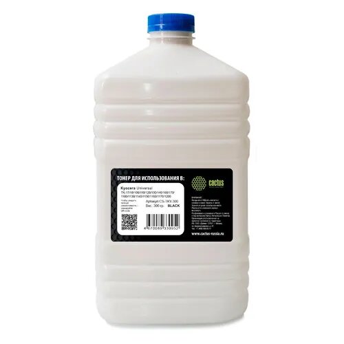 Тонер Cactus CS-TKY-300, для Kyocera Universal TK-17/18/100/110/120/130/140/160/170/1100/1130/1140/1150/1160/1170/1200, черный, 300грамм, флакон