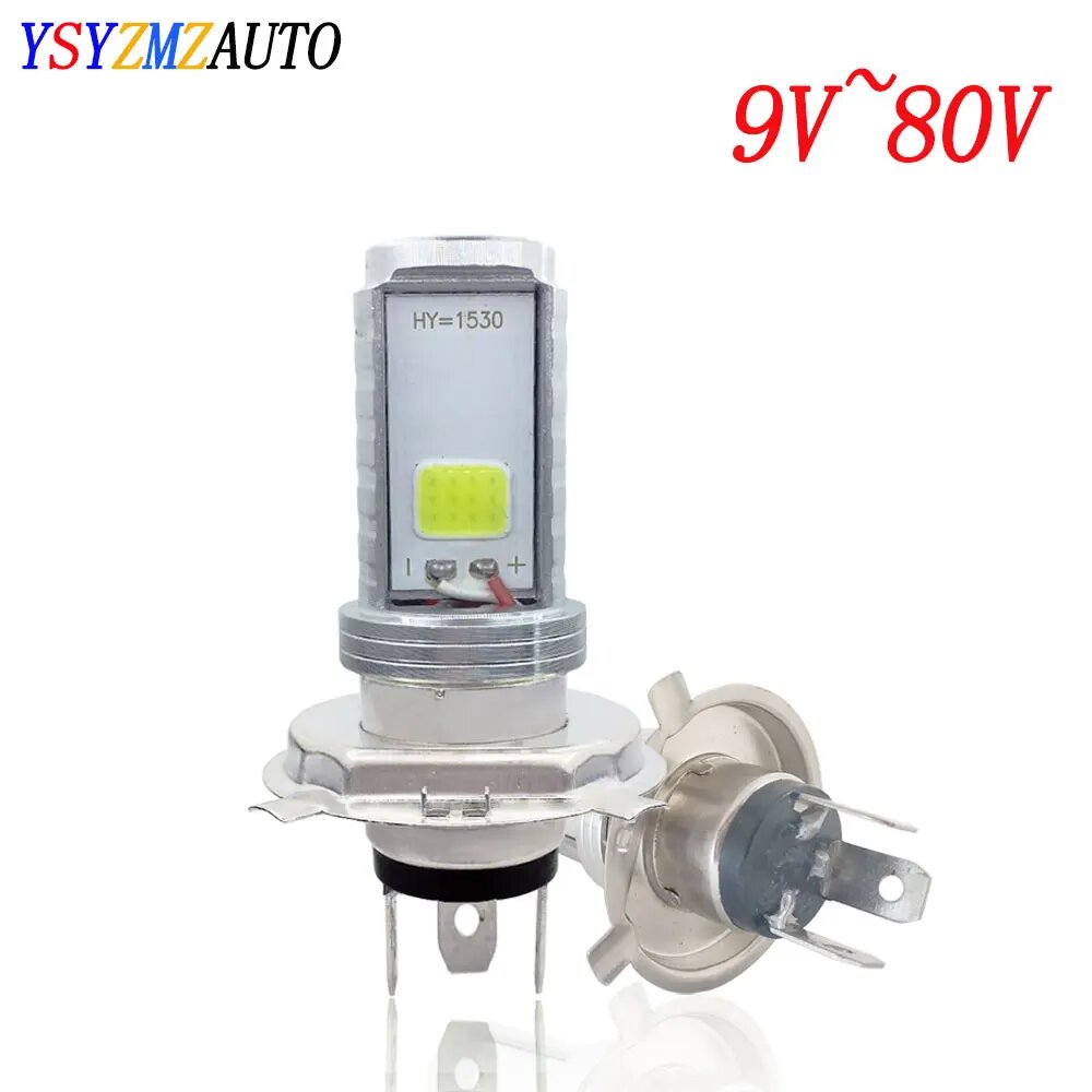 Головная лампа для мотоцикла H4, 1 шт, светодиодсветильник лампа HS1 для скутера, дальний и ближний свет, лампа, лампа 6500K, мотоциксветильник вспомогательный свет, s светодиодный головсветильник 12 В 9V to 80V