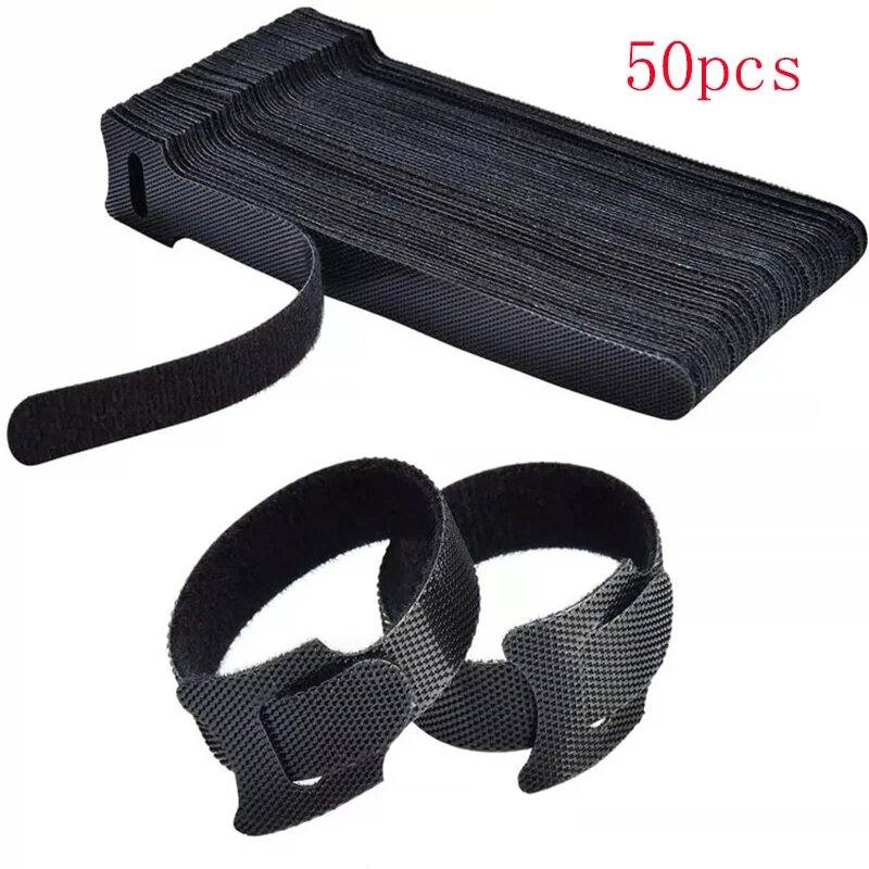 20/50 шт. Т-образный кабельный стяжной провод, многоразовый шнур, органайзер, провод 15*1,2 см, цветной компьютерный кабель для передачи данных, силовой кабель, стяжные ремни Black 50pcs