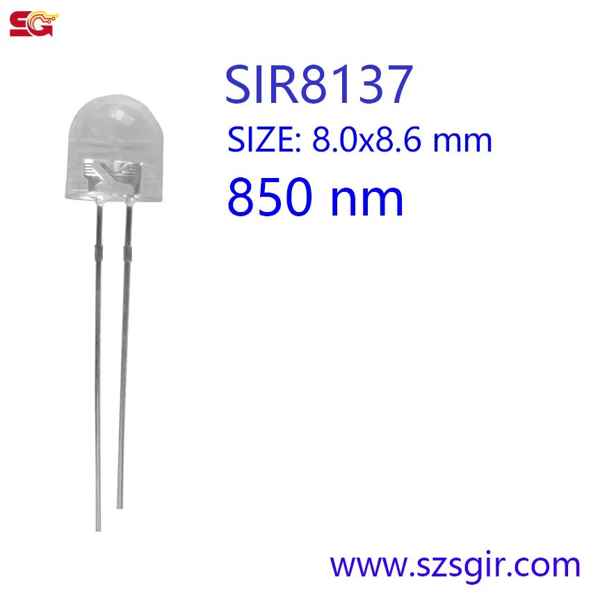 20 шт, ИК-светодиод 8 мм, SIR8137, 850 нм, Инфракрасный излучающий диод