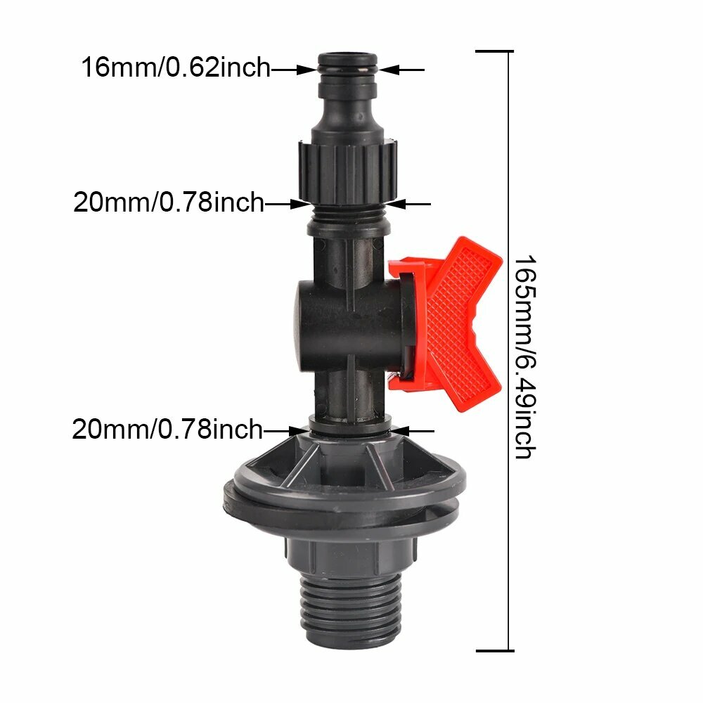 Комплект клапанов для дождевой бочки ПВХ 1/2 3/4 дюйма Черный, C