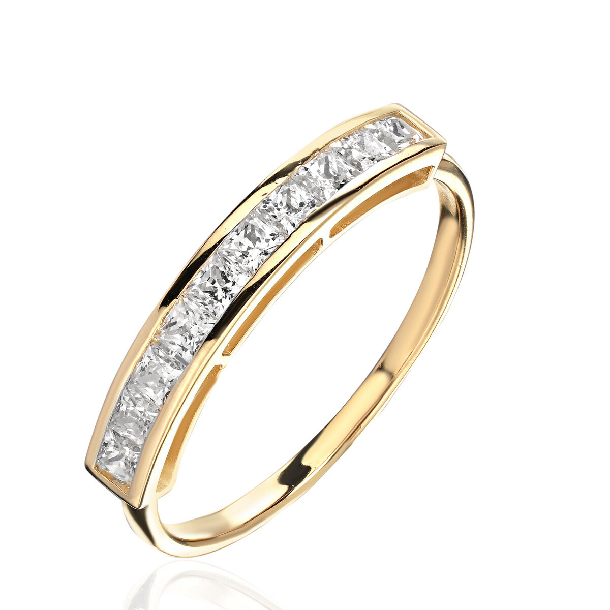 Кольцо, желтое золото, 585 проба, фианит