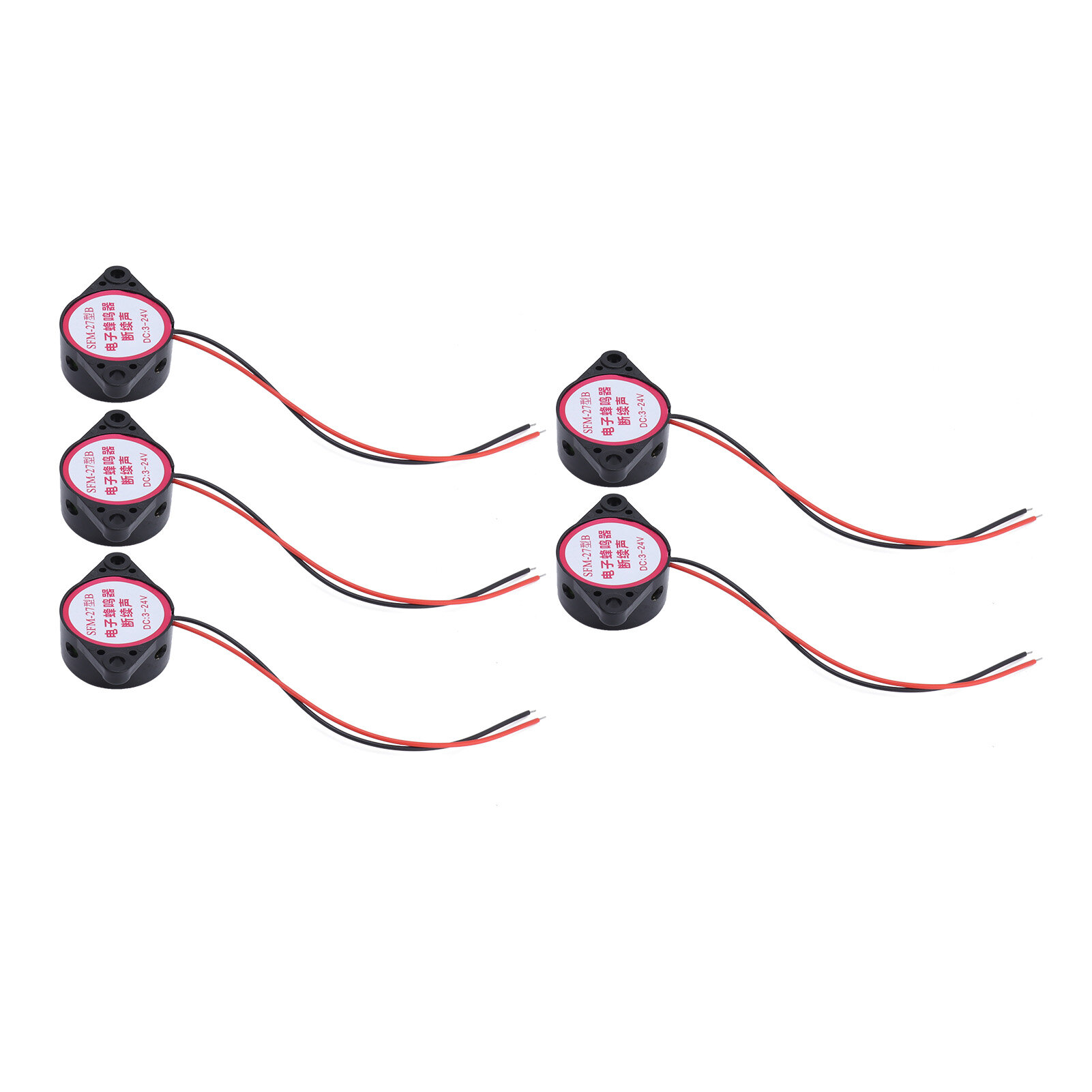 5Pcs Зуммер Тревога Электрический Пьезо Пип Актиный 80dB ABS Набор Кит SFM-27II Черный