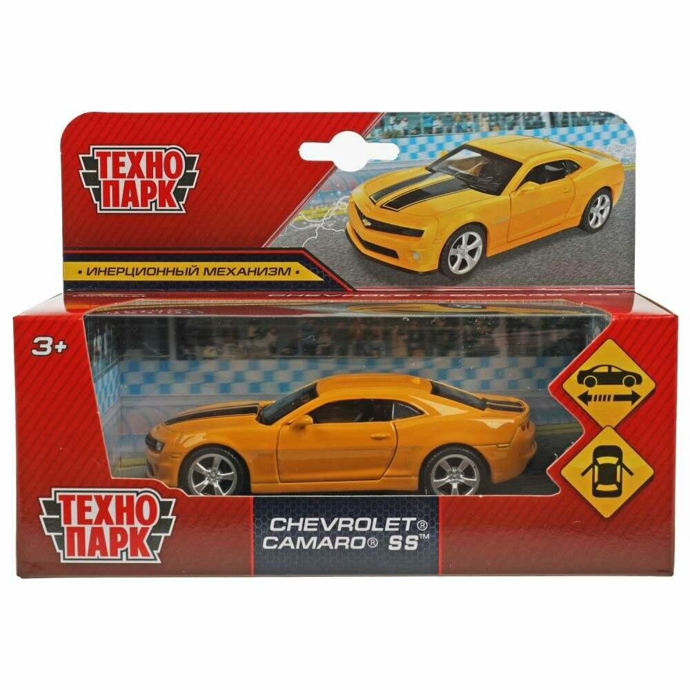 Модель Инерционная Технопарк Chevrolet Camaro SS (11,3см, металл, открываются двери, желтый, в коробке)