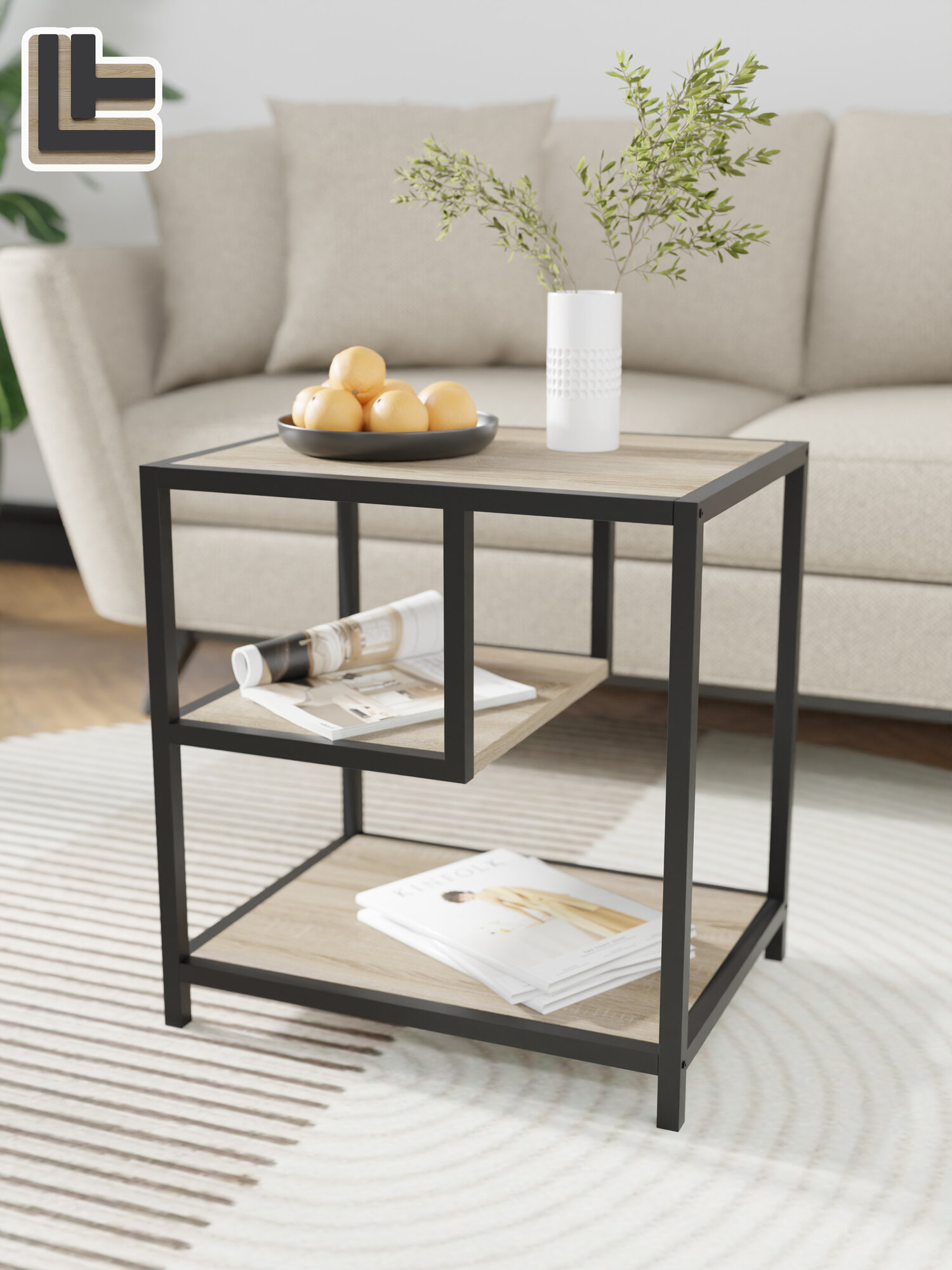 Тумба Landloft "Лемарк" Лофт, модульная, ЛДСП, цвет дуб сонома