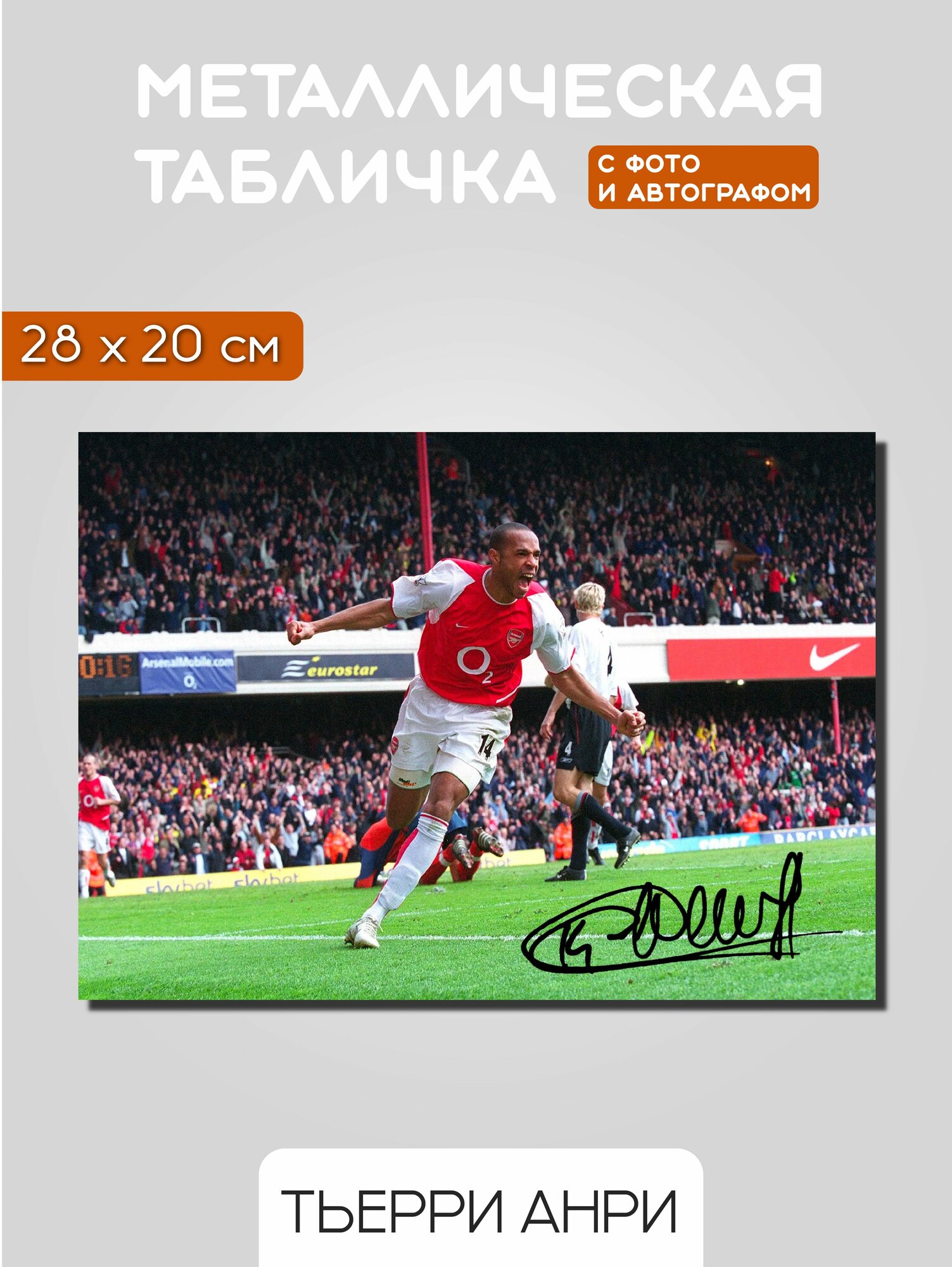 Фото и автограф на металле Тьери Анри