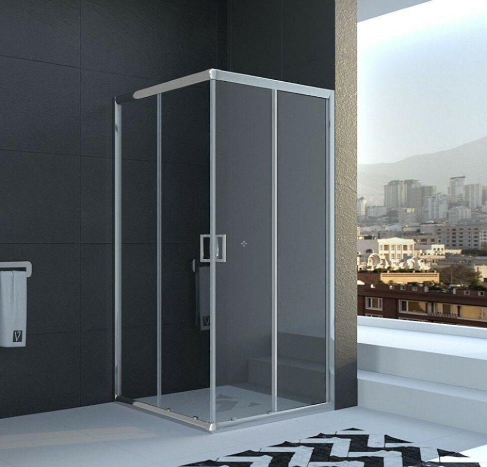 Душевой угол Veconi Rovigo RV-11, 800x800x1950, хром, стекло прозрачное
