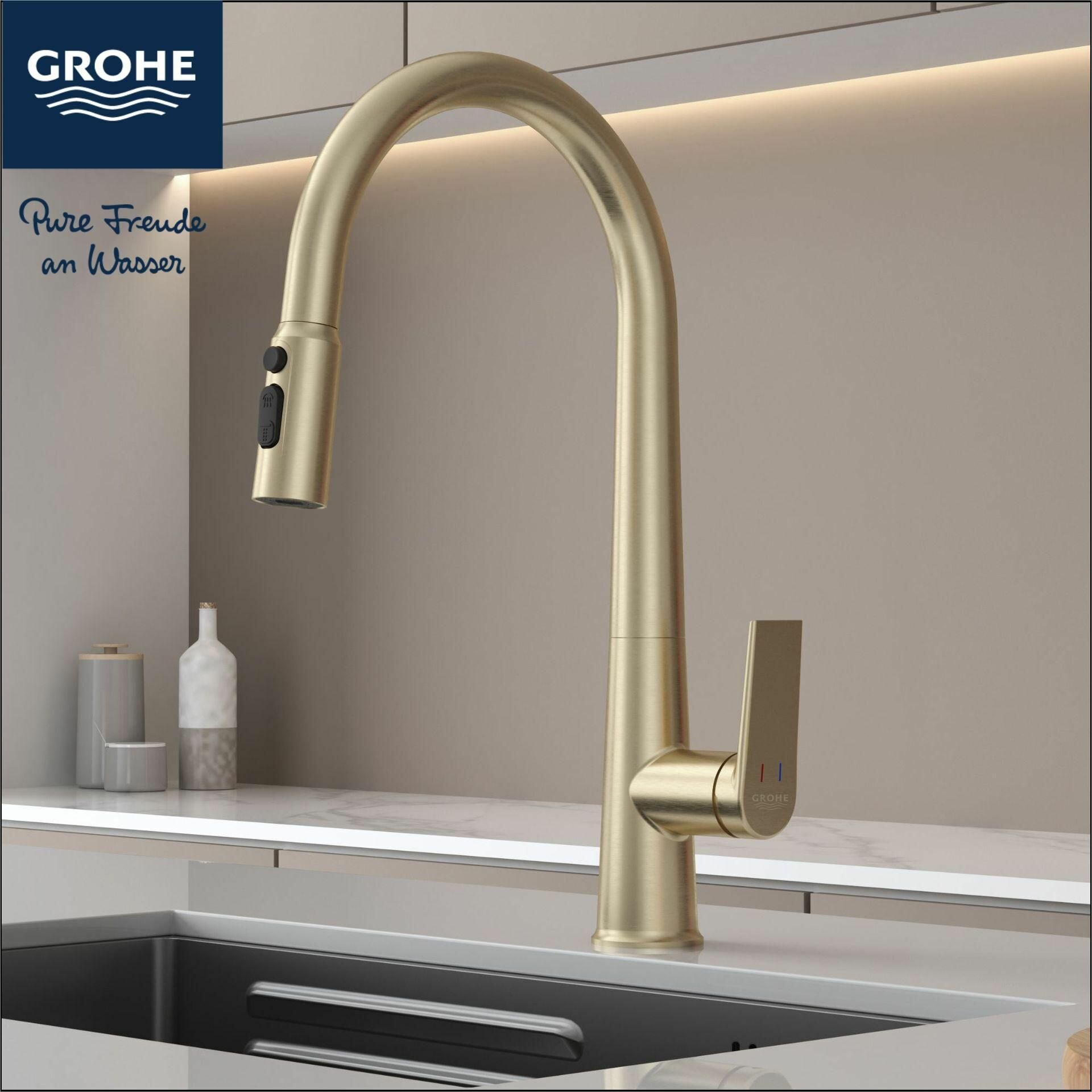Кухонный смеситель Grohe Y30T, каскадный, хромированный, 4 предмета