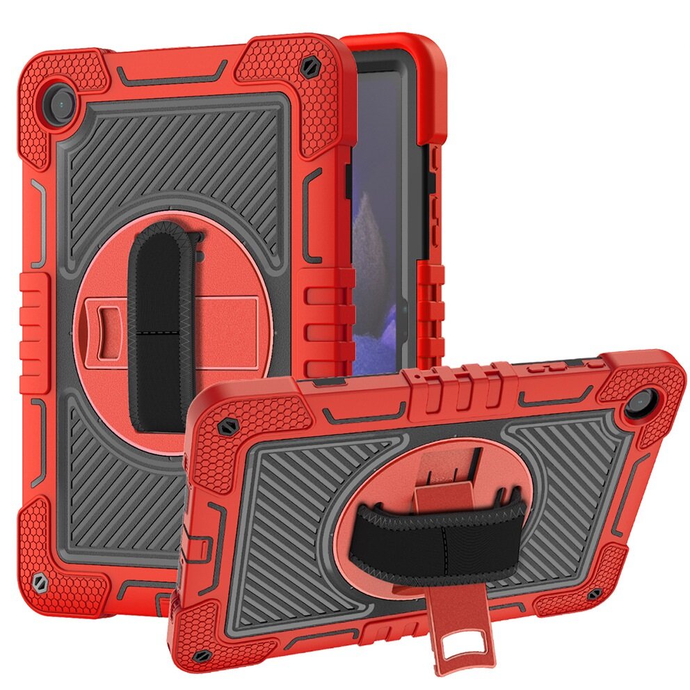 Противоударный чехол-пенал MyPads для планшета Samsung Galaxy Tab A9 Plus 11 из усиленного пластика с ручкой, силиконовые края, красный MyPads