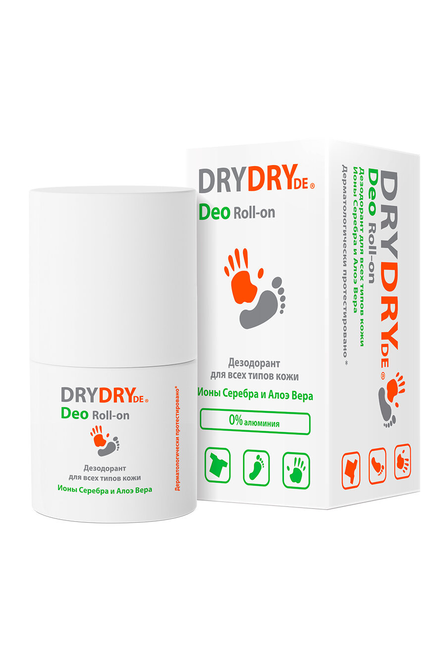 Дезодорант для всех типов кожи Drydry Deo roll, ионы серебра и алоэ вера, 50 мл