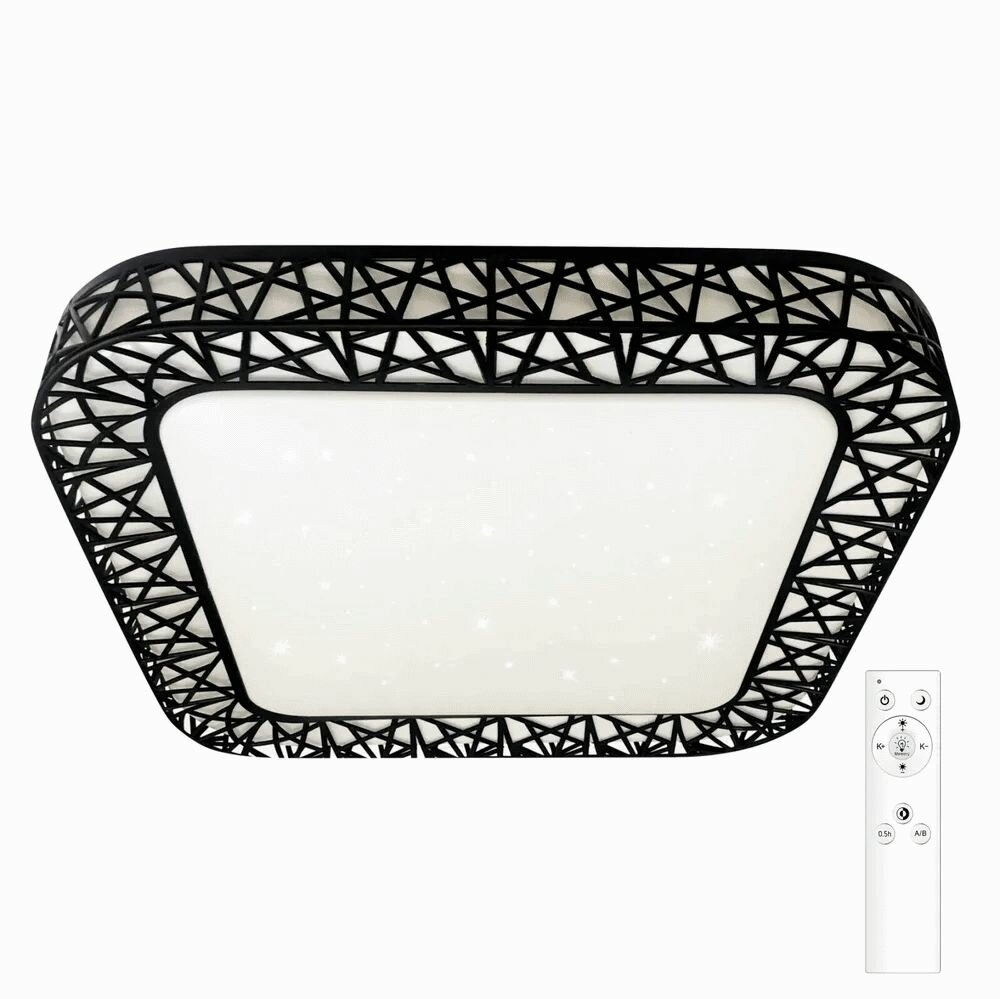 Светильник потолочный светодиодный накладной квадратный, черный, LOFT-В (лофт), 75 Вт, с пультом дистанционного управления для натяжных потолков/ люстра потолочная светодиодная с пультом в детскую, в спальню, на кухню, в гостиную, в зал, люстра led, LEEK