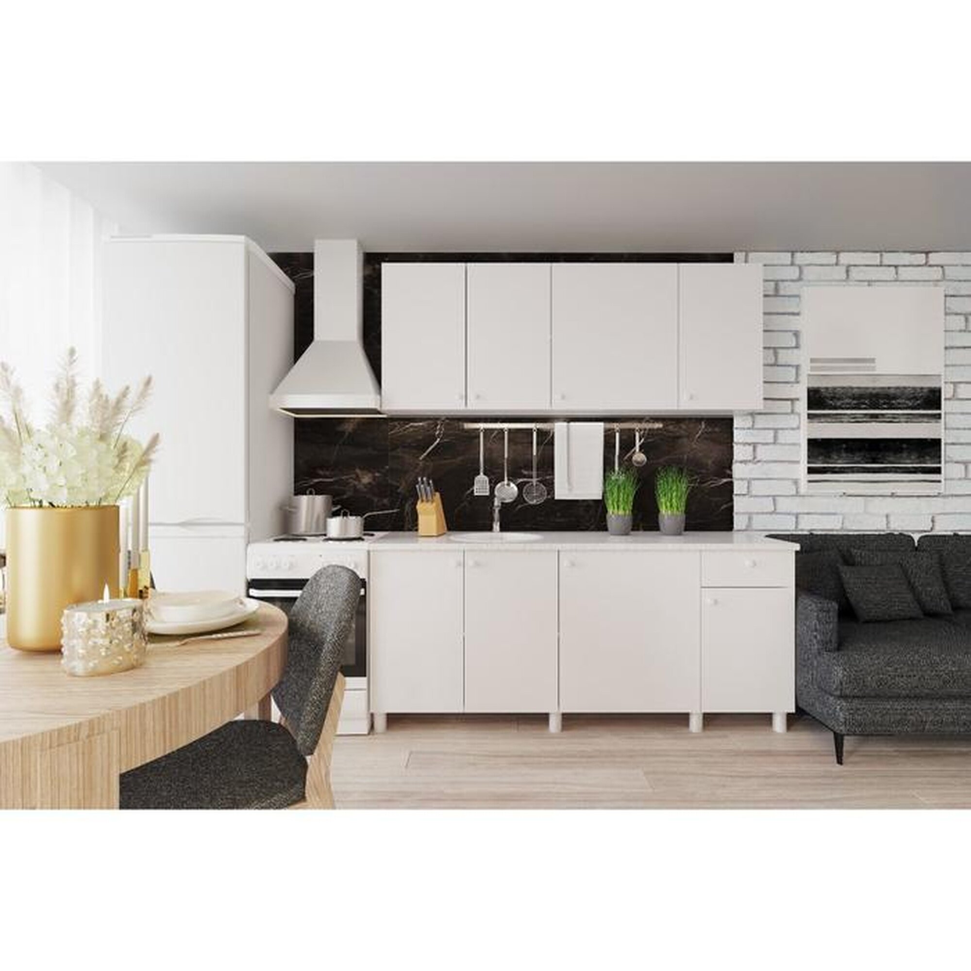 Кухонный гарнитур Сима-ленд "Поинт", современный стиль, белый, ЛДСП