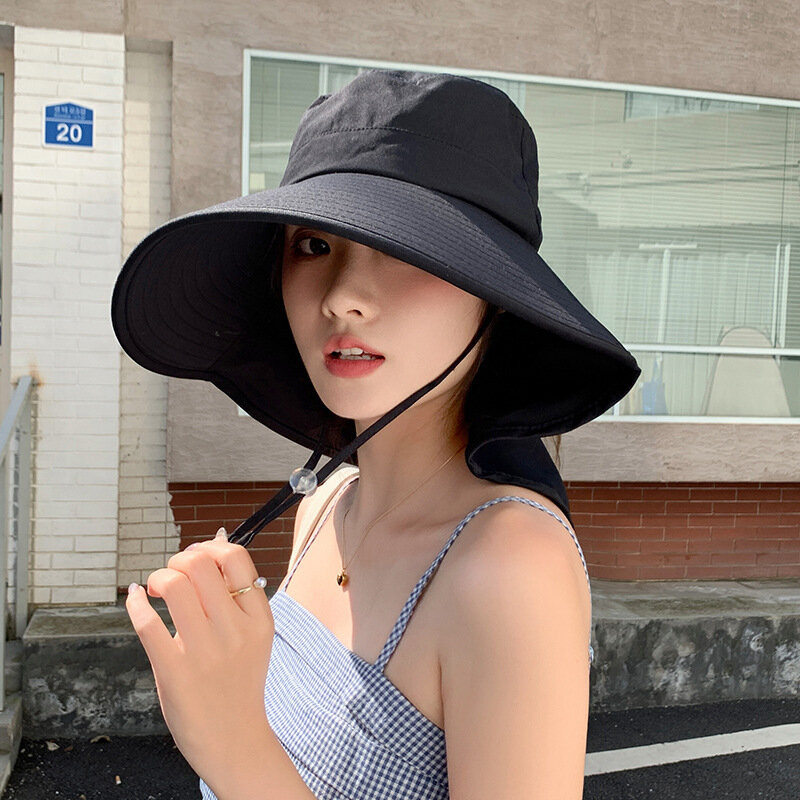 Шляпа женская, летняя, солнцезащитная, картон, черная, универсальная, с большими полями