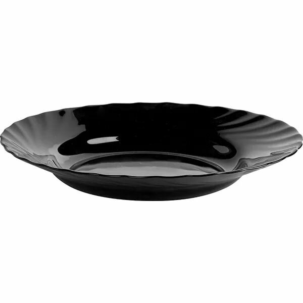 Тарелка стеклокерамика "Трианон" черная d-22,5см глубокая