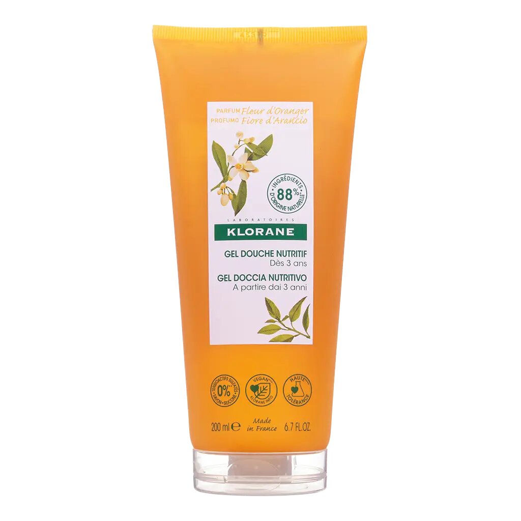 Klorane гель для душа питальный цветок апельсина с органическим маслом Купуасу 200 мл 1 шт