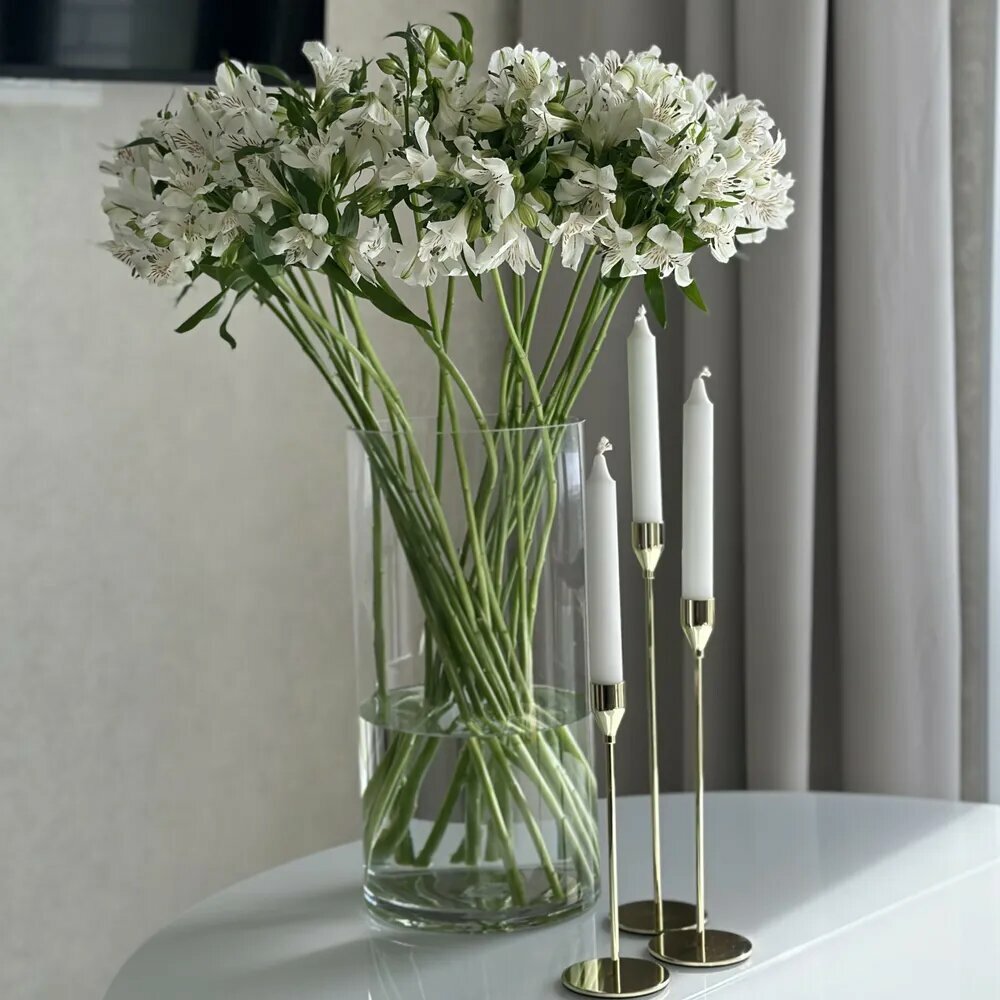 Ваза для цветов стекло высота 40 см, диаметр 20 см для больших букетов Sharmonic Fleur