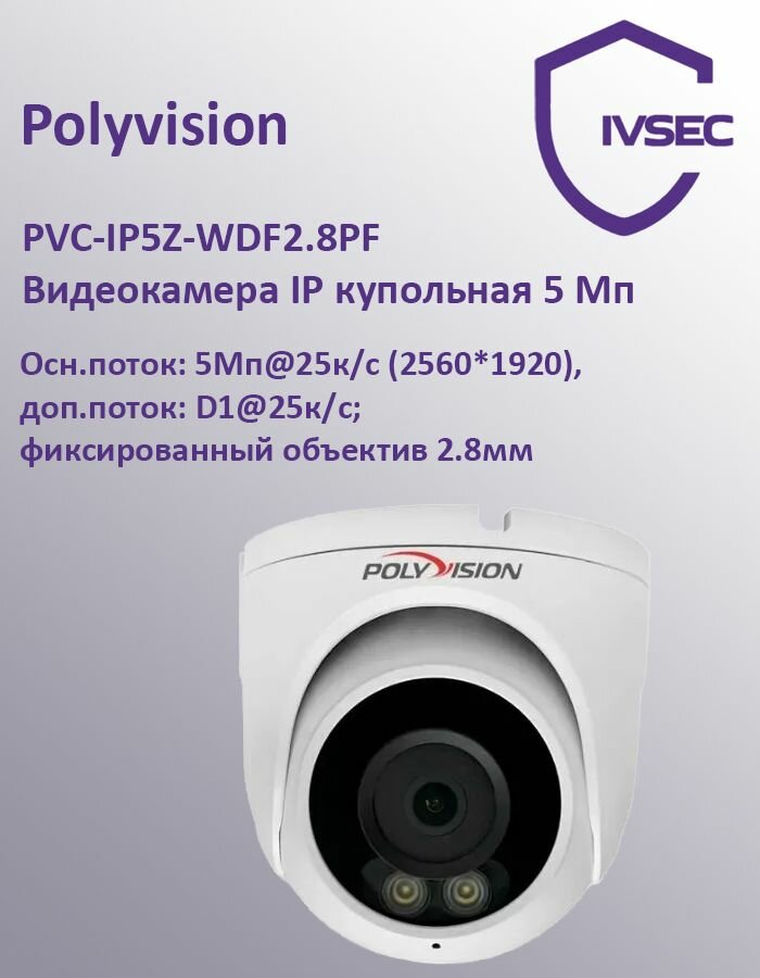 Видеокамера IP купольная 5 Мп