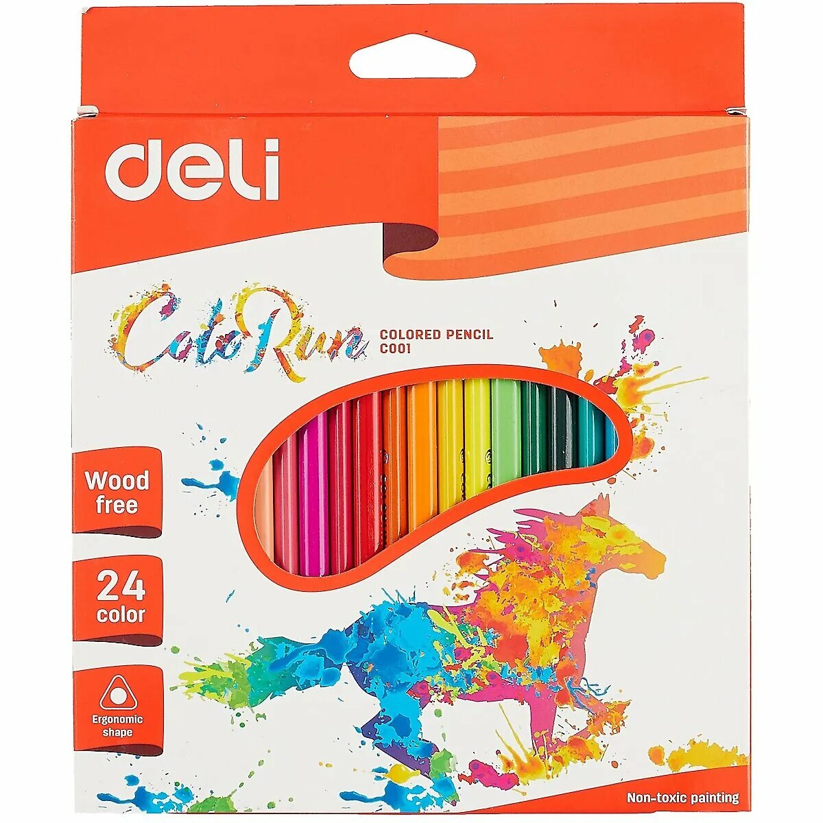 Карандаши цв. Deli EC132-24 ColoRun трехгран. дерево 24цв. кор. европод